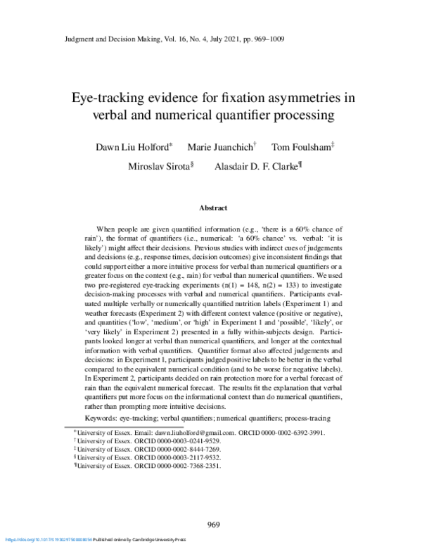 (PDF) Eye-tracking evidence for fixation asymmetries in verbal and ...