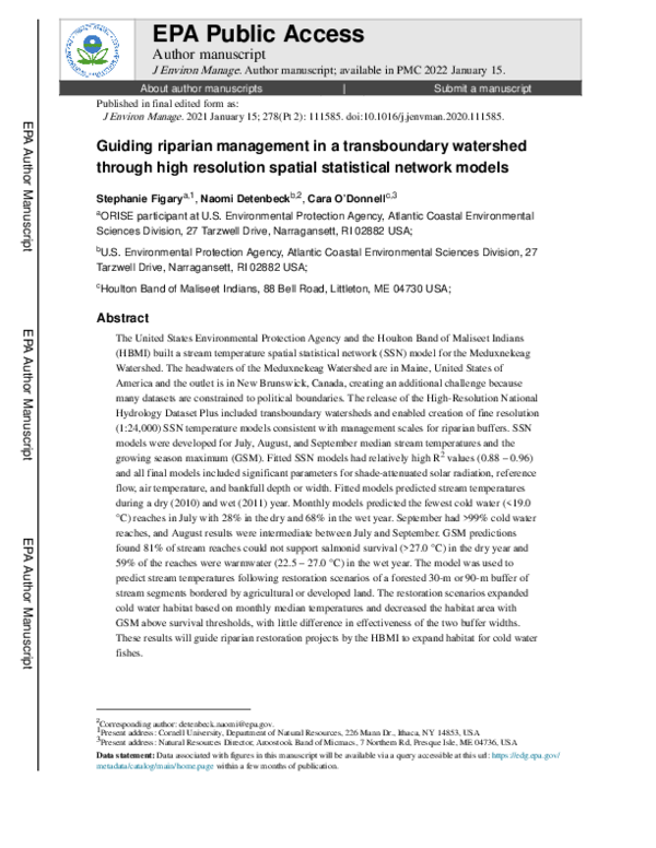 (PDF) Guiding riparian management in a transboundary watershed through high resolution spatial ...