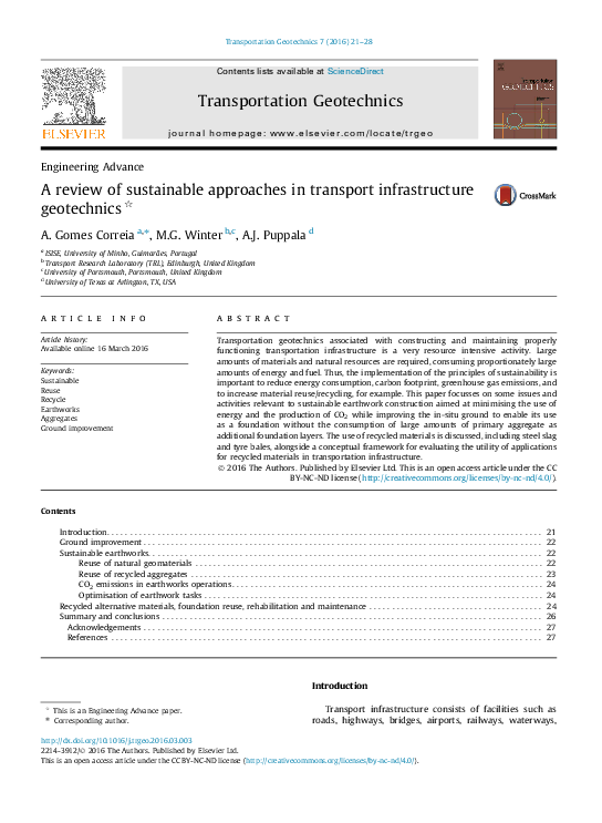 (PDF) A review of sustainable approaches in transport infrastructure ...