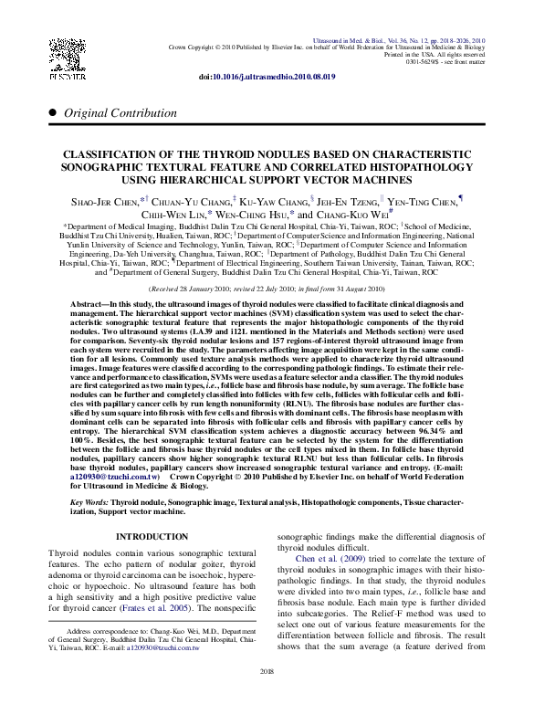 (PDF) Classification of the Thyroid Nodules Based on Characteristic Sonographic Textural Feature ...