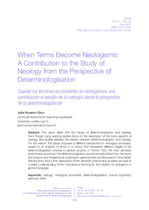 (PDF) When Terms Become Neologisms: A Contribution to the Study of ...