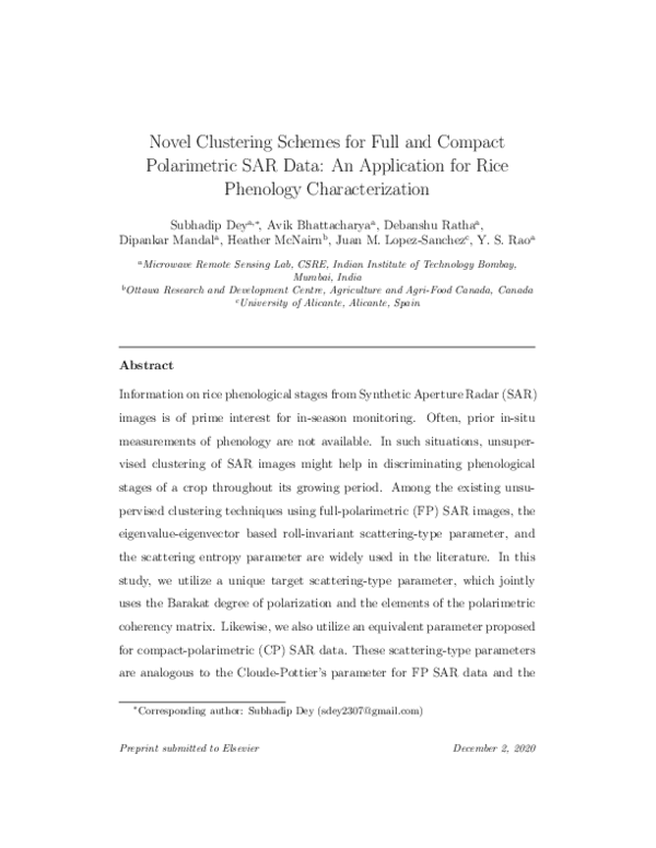Pdf Clustering Polarimetric Sar For Rice Monitoring