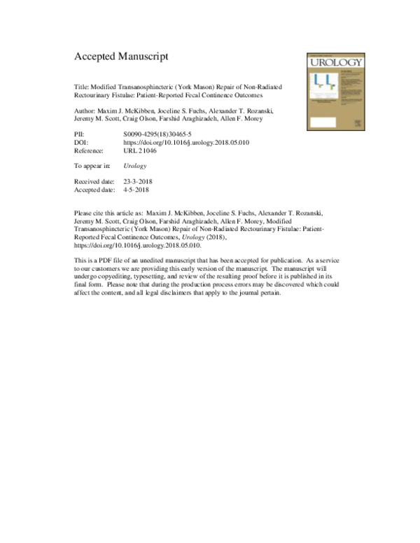 (PDF) Modified Transanosphincteric (York Mason) Repair of Nonradiated ...