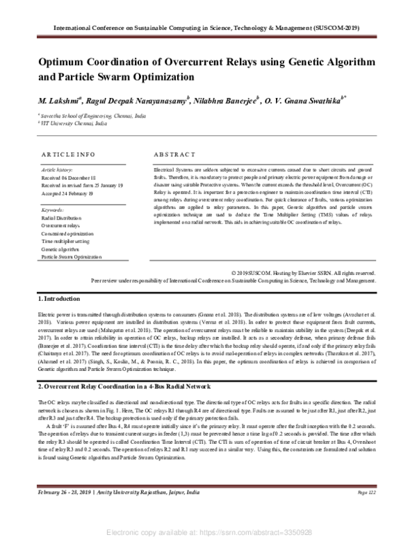 Pdf Optimum Coordination Of Overcurrent Relays Using Cma Es Algorithm 
