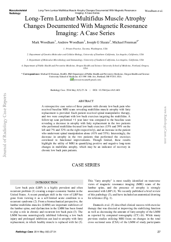(PDF) Long-term lumbar multifidus muscle atrophy changes documented ...
