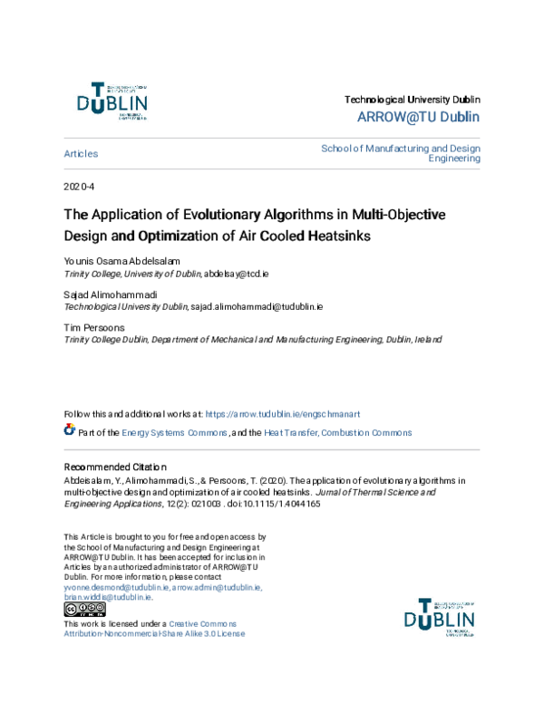 The Application Of Evolutionary Algorithms In Multi Objective Design And Optimization Of Air