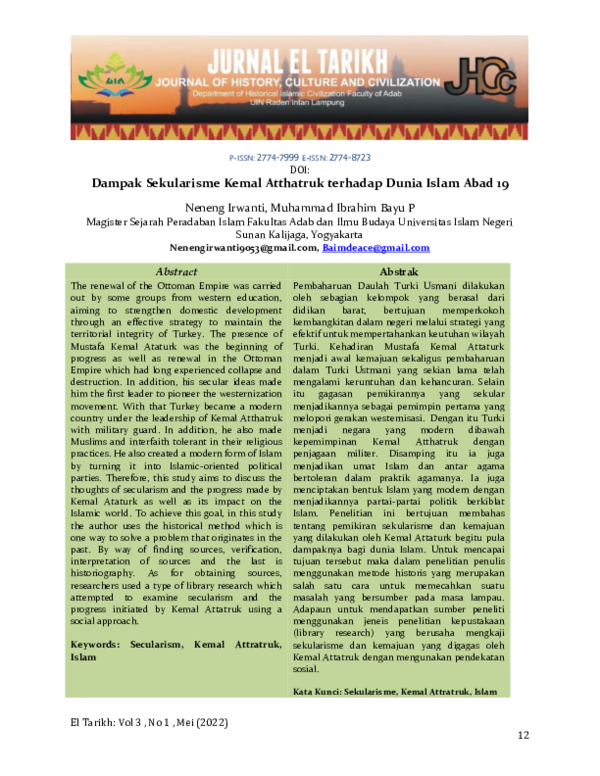 (PDF) The Impact of Kemal Atthatruk's Secularism on the Islamic World ...