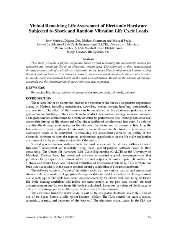 (PDF) Virtual Remaining Life Assessment of Electronic Hardware ...