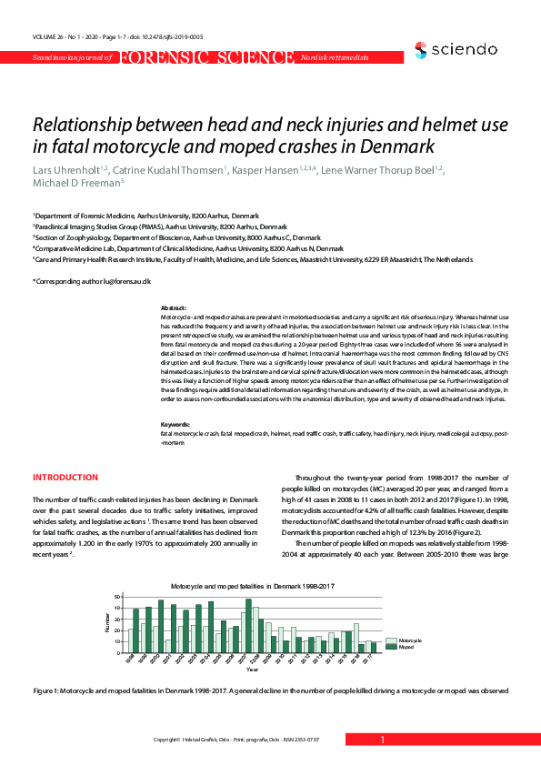 (PDF) Relationship between head and neck injuries and helmet use in ...