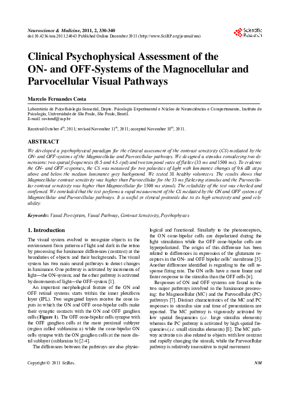 (PDF) Clinical Psychophysical Assessment of the ON- and OFF-Systems of ...