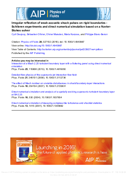 (PDF) Irregular reflection of weak acoustic shock pulses on rigid ...