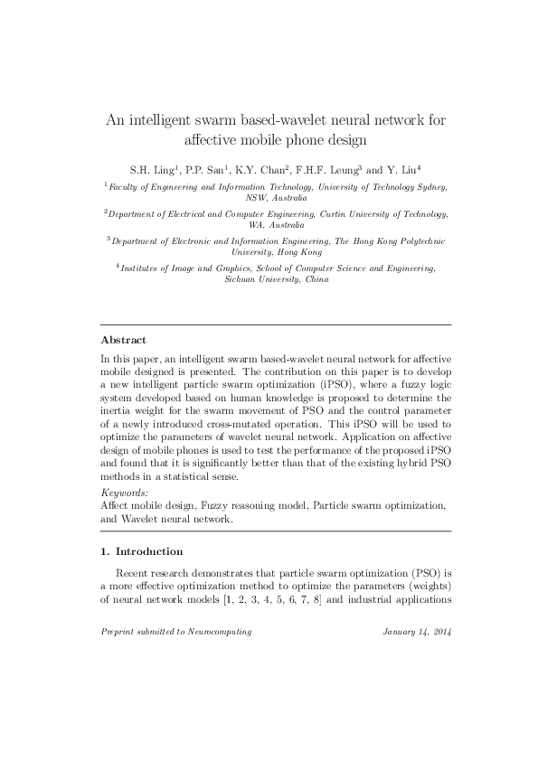 (PDF) An intelligent swarm based-wavelet neural network for affective mobile phone design