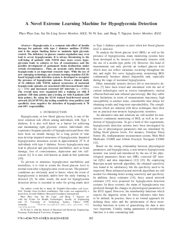 (PDF) A novel extreme learning machine for hypoglycemia detection