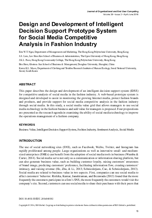 (PDF) Design and Development of Intelligent Decision Support Prototype ...