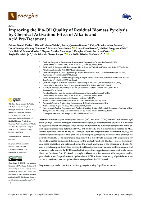 (PDF) Improving the Bio-Oil Quality of Residual Biomass Pyrolysis by Chemical Activation: Effect ...