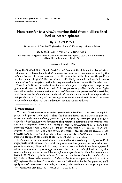 (PDF) Heat transfer to a slowly moving fluid from a dilute fixed bed of ...