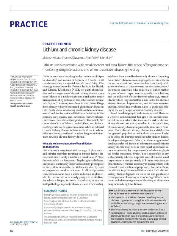 (PDF) Lithium and chronic kidney disease | James Shawcross - Academia.edu