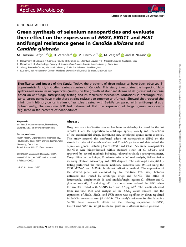 (PDF) Green synthesis of selenium nanoparticles and evaluate their effect on the expression of ...