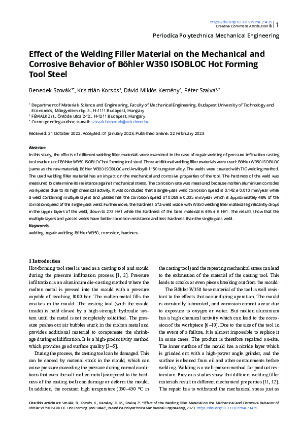 (PDF) Effect of the Welding Filler Material on the Mechanical and ...