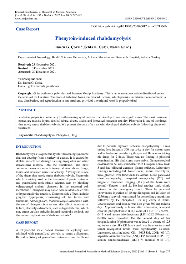 (PDF) Phenytoin-induced rhabdomyolysis