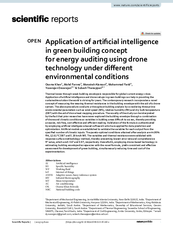 (PDF) Application of artificial intelligence in green building concept for energy auditing using ...