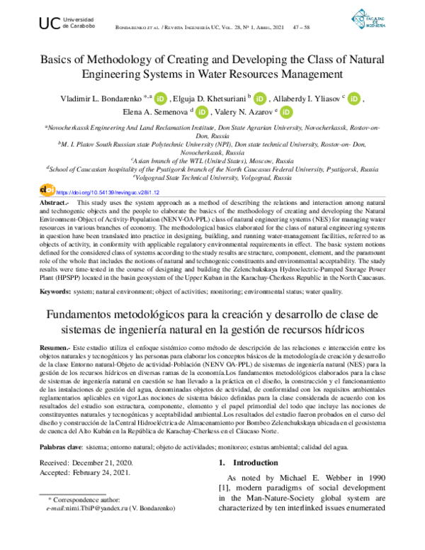 (PDF) Basics of Methodology of Creating and Developing the Class of Natural Engineering Systems ...