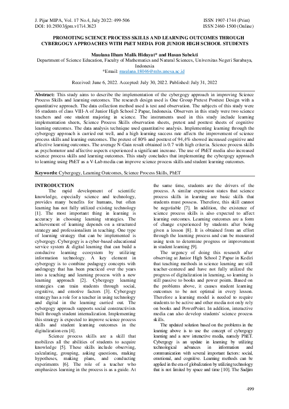 (PDF) Promoting science process skills and learning outcomes through ...