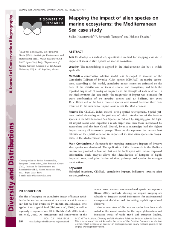 (PDF) Mapping the impact of alien species on marine ecosystems: the ...