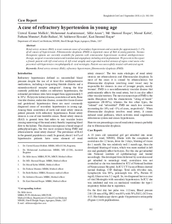 (PDF) A case of refractory hypertension in young age