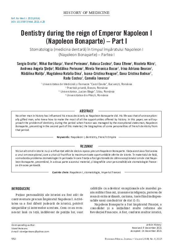 (PDF) Dentistry during the reign of Emperor Napoleon I (Napoleon ...