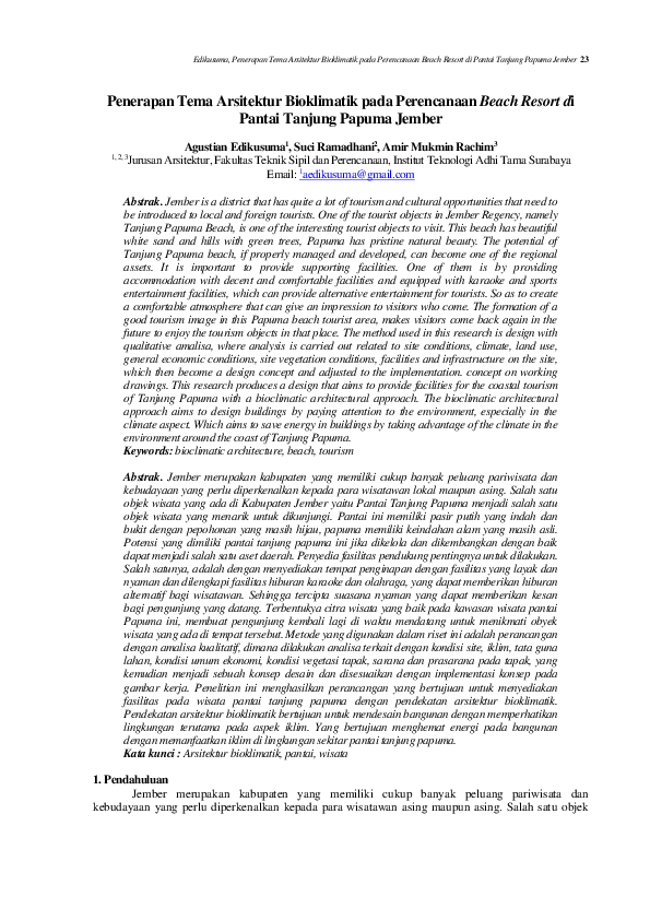 (PDF) Penerapan Tema Arsitektur Bioklimatik pada Perencanaan Beach Resort di Pantai Tanjung ...