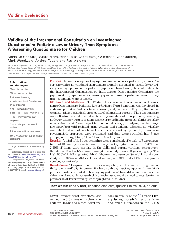 (PDF) Validity of the International Consultation on Incontinence ...