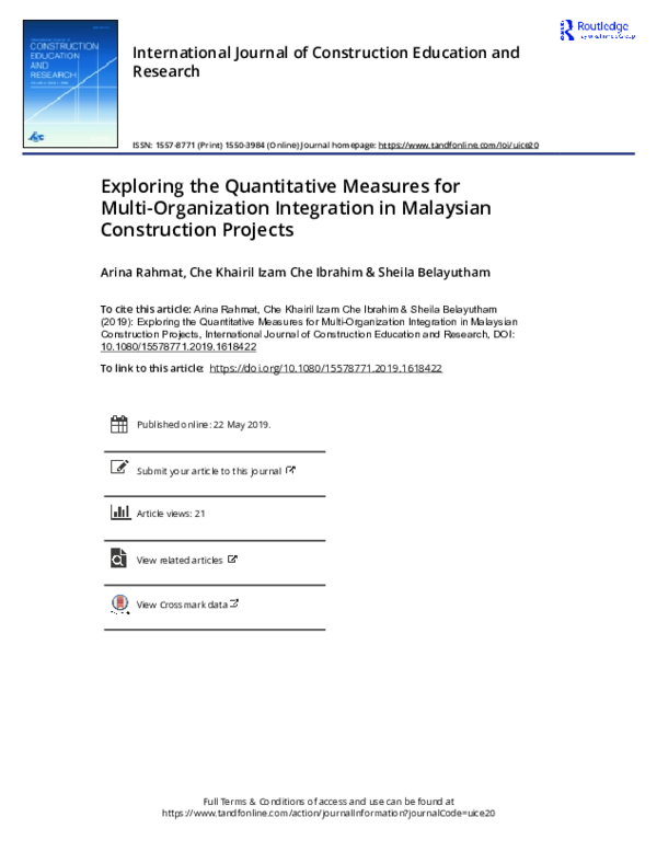(PDF) Exploring the Quantitative Measures for Multi-Organization ...