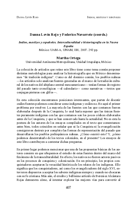 (PDF) Danna Levín Rojo y Federico Navarrete (coord.). Indios, mestizos ...