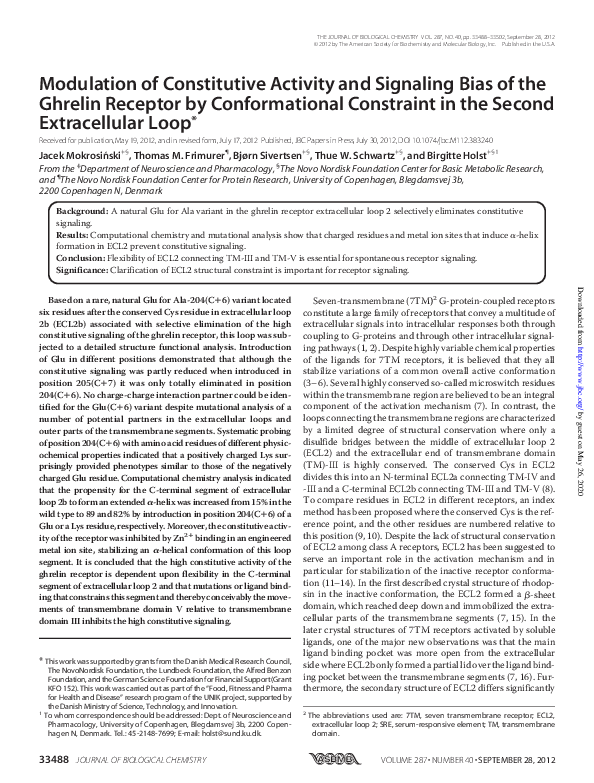 (PDF) Modulation of Constitutive Activity and Signaling Bias of the ...