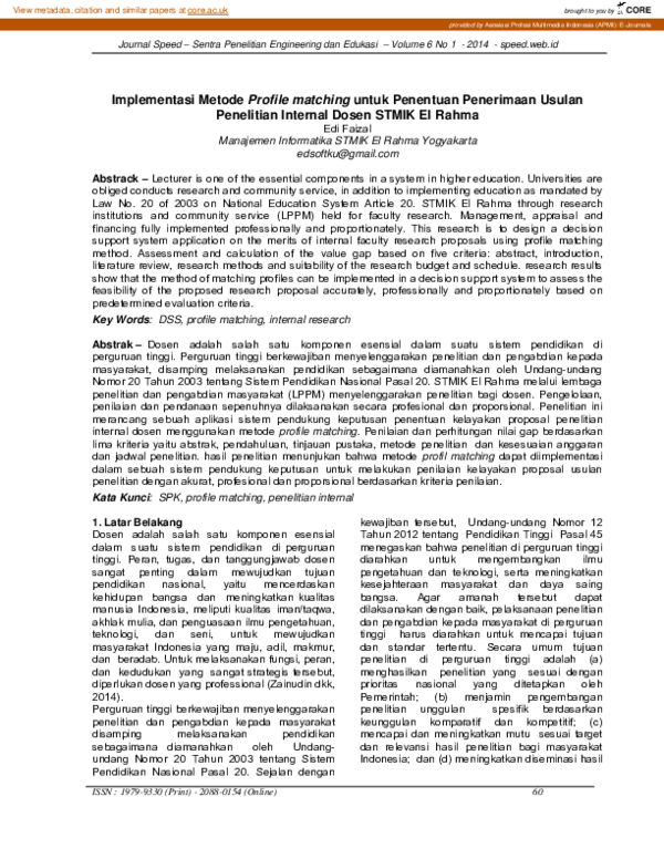 (PDF) Implementasi Metode Profile matching untuk Penentuan Penerimaan ...