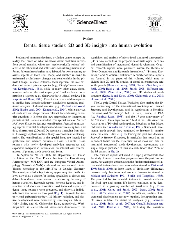 (PDF) Dental tissue studies: 2D and 3D insights into human evolution ...