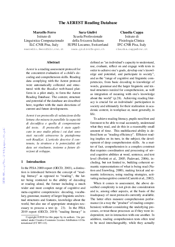 (PDF) The AEREST Reading Database