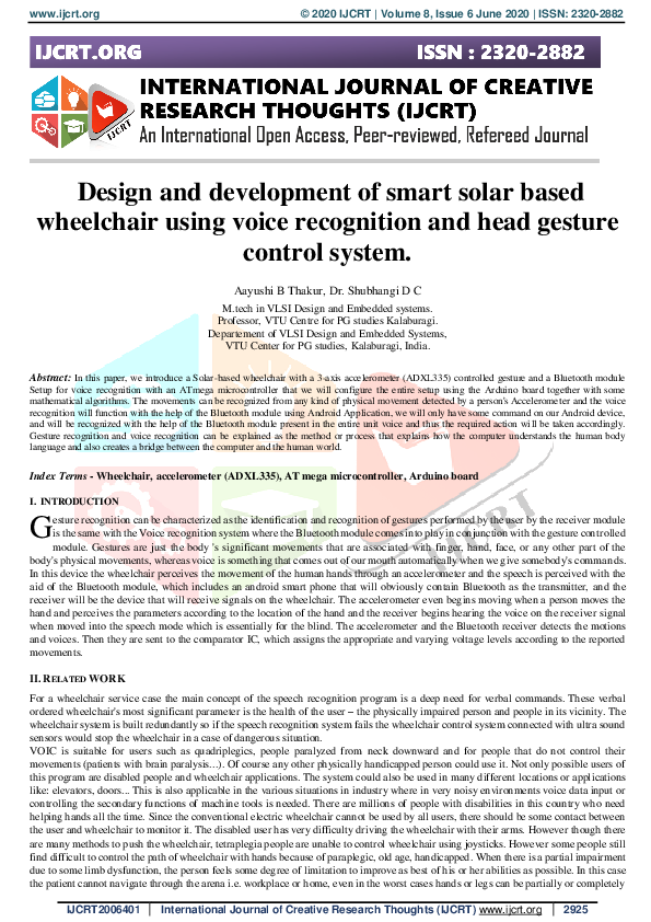 (PDF) Design and development of smart solar based wheelchair using ...