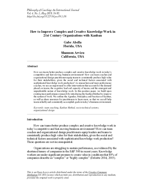 (PDF) How to Improve Complex and Creative Knowledge Work in 21st ...