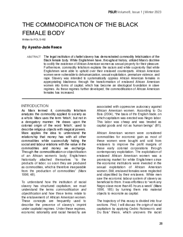 (PDF) Commodification of the Black Female Body
