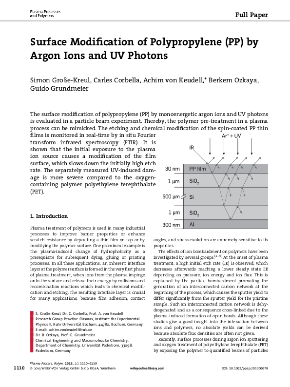 (PDF) Surface Modification of Polypropylene (PP) by Argon Ions and UV ...