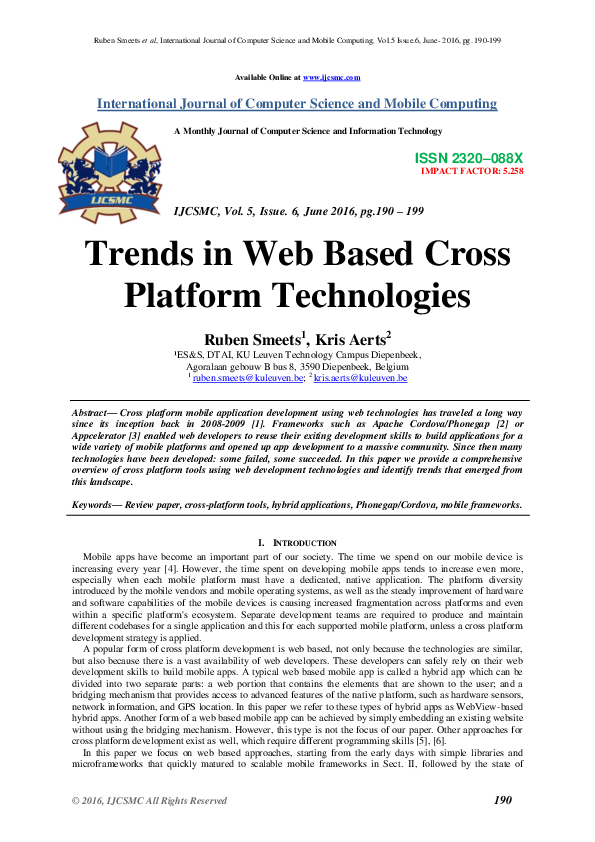 (PDF) Trends in Web Based Cross Platform Technologies