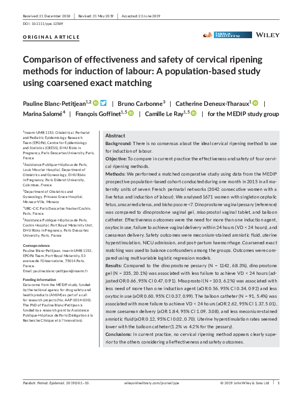 (PDF) Comparison of effectiveness and safety of cervical ripening ...