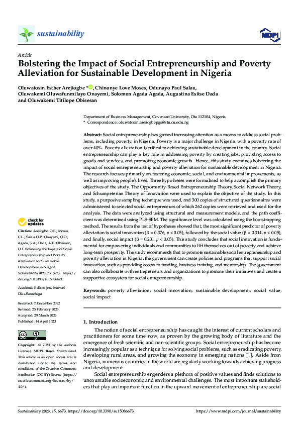 (PDF) Bolstering the Impact of Social Entrepreneurship and Poverty ...