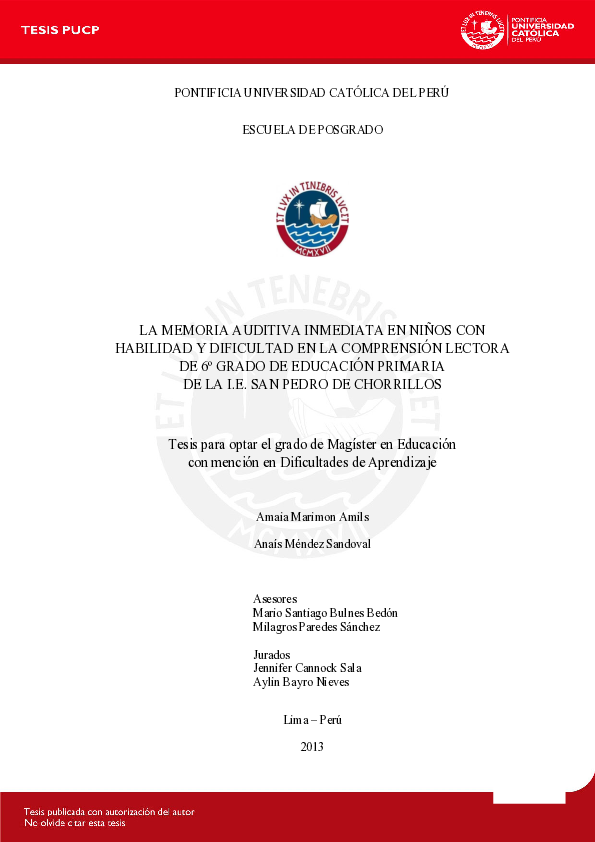 (PDF) La memoria auditiva inmediata en niños con habilidad y dificultad ...