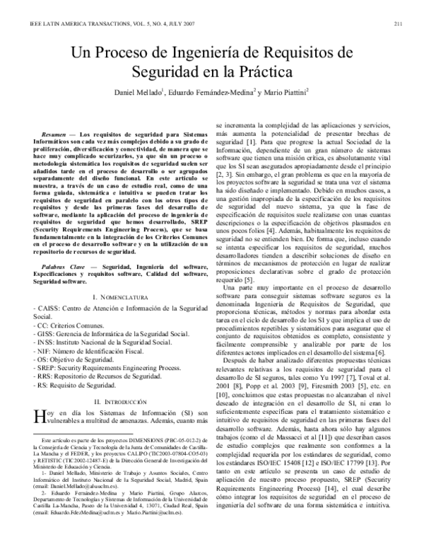 (PDF) A Security Requirements Engineering Process in Practice