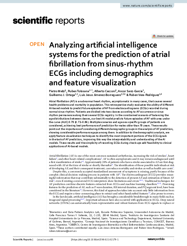 Pdf Analyzing Artificial Intelligence Systems For The Prediction Of Atrial Fibrillation From