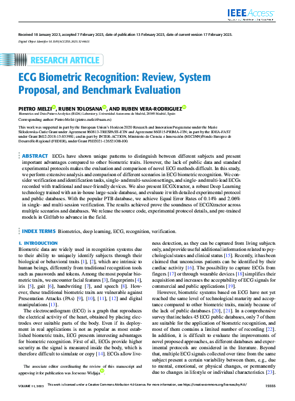 Pdf Ecg Biometric Recognition Review System Proposal And Benchmark Evaluation