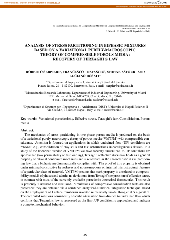(PDF) Analysis of Stress Partitioning in Biphasic Mixtures Based on a Variational Purely ...